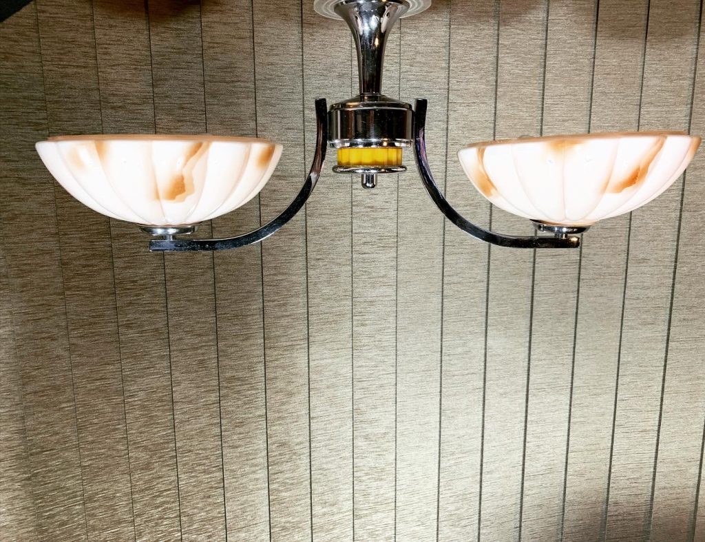 Art Deco 2 Arm Ceiling Light - Poirot Art Deco Furnishings