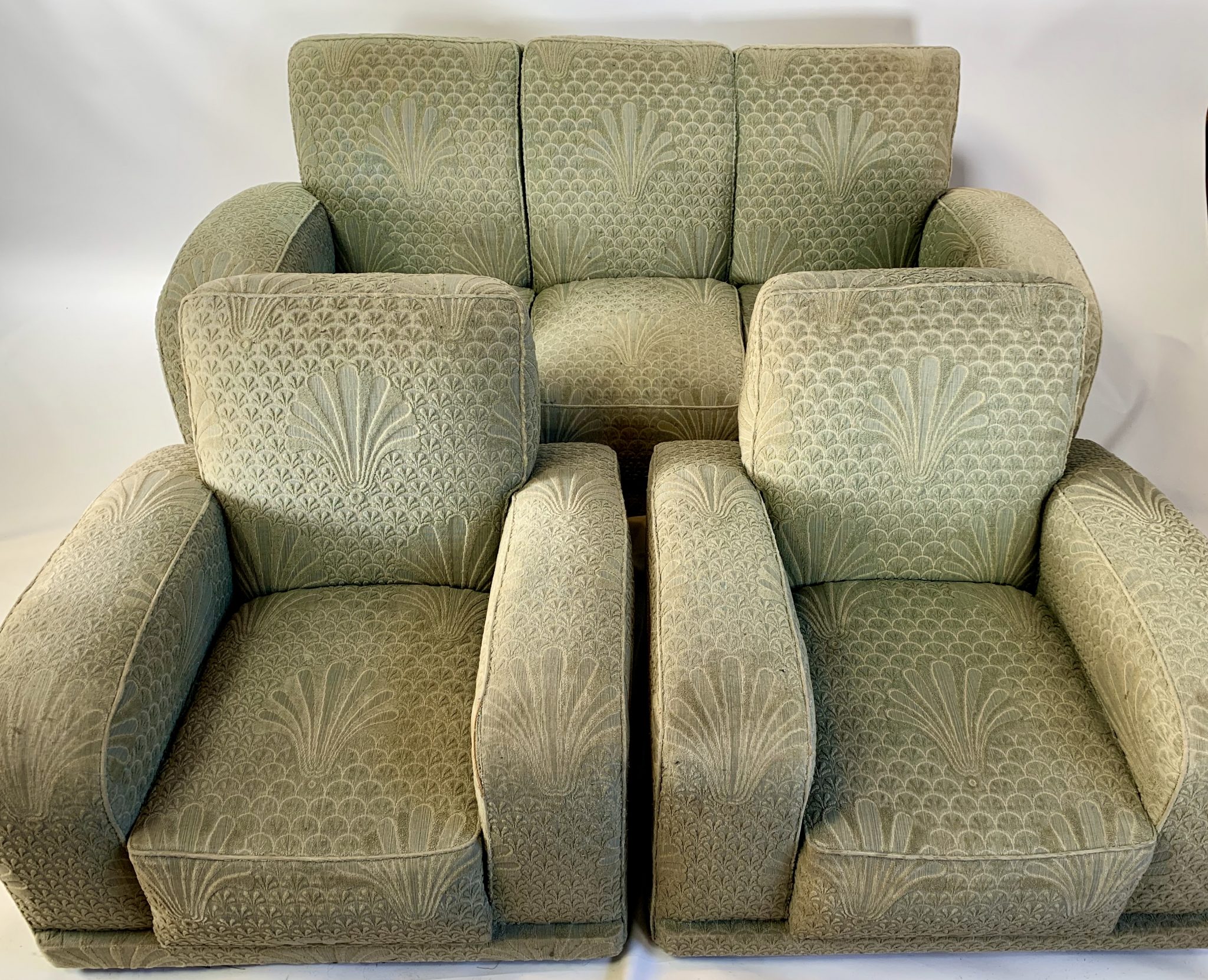 Art Deco Tank Three Piece Suite for Reupholstery - Poirot Art Deco ...