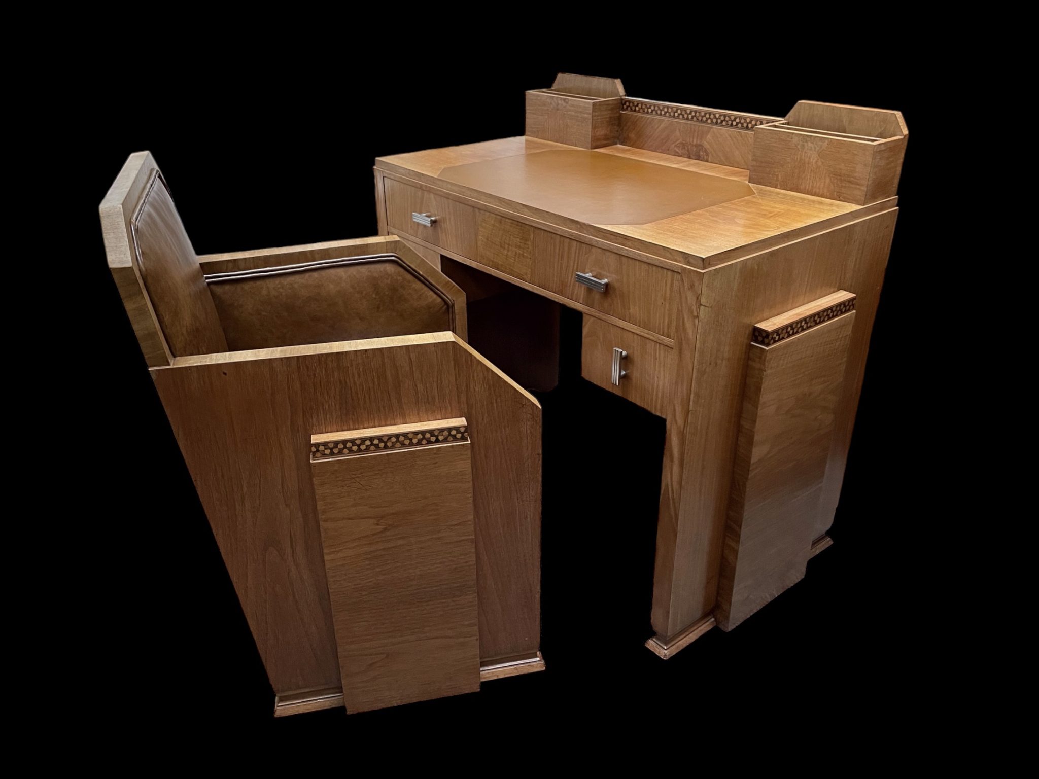 A fine Art Deco Desk and Chair - Poirot Art Deco Furnishings