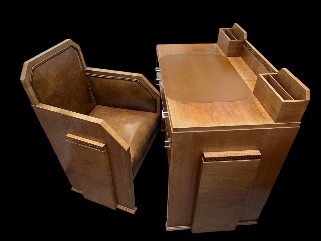 A fine Art Deco Desk and Chair - Poirot Art Deco Furnishings